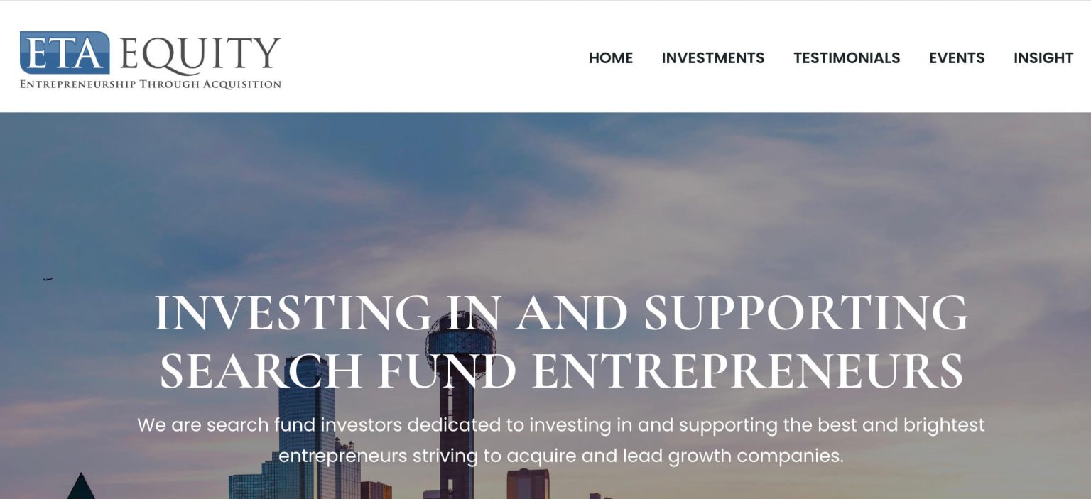 Top Search Fund Investors List | Equity Capital for ETA