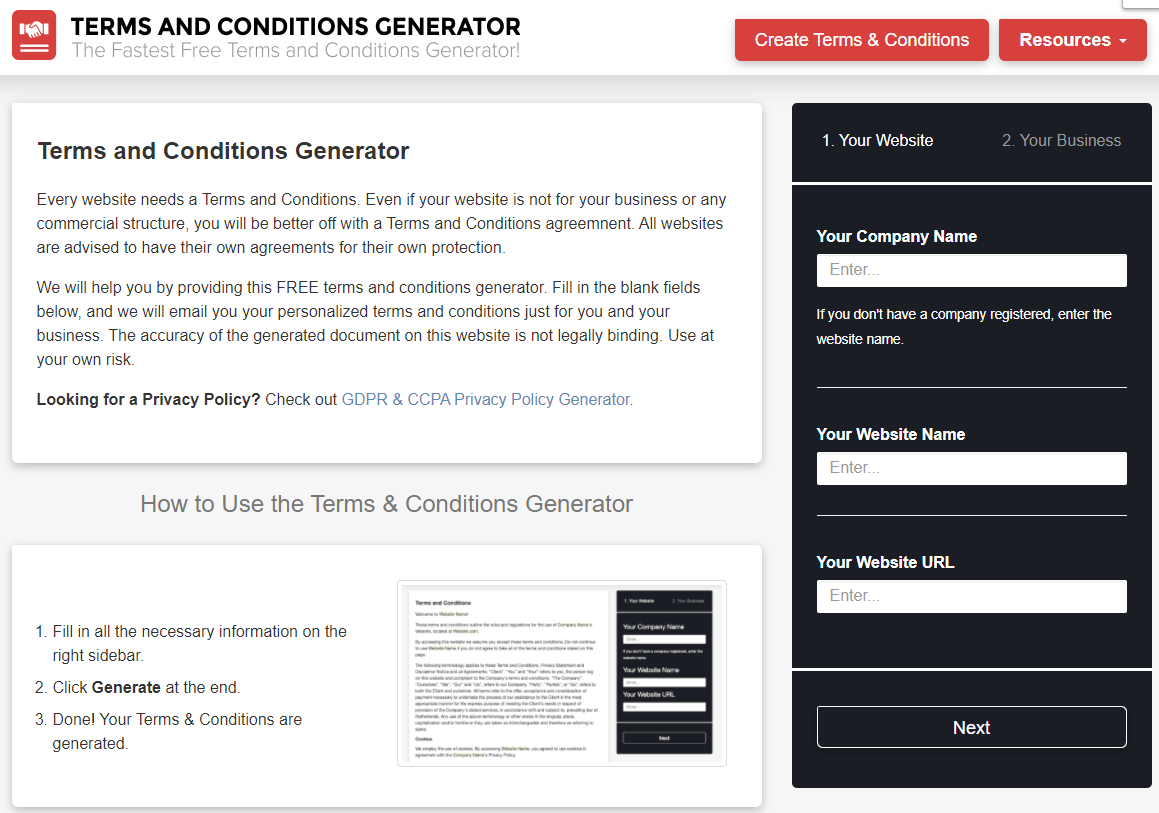 THE Best Terms and Conditions Generator (and 2 ok-ish alternatives)